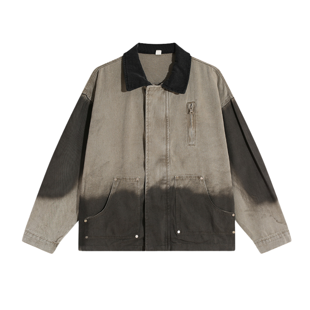 Gradient Lapel Embroidered Work Jacket – AokLok (Kclot)