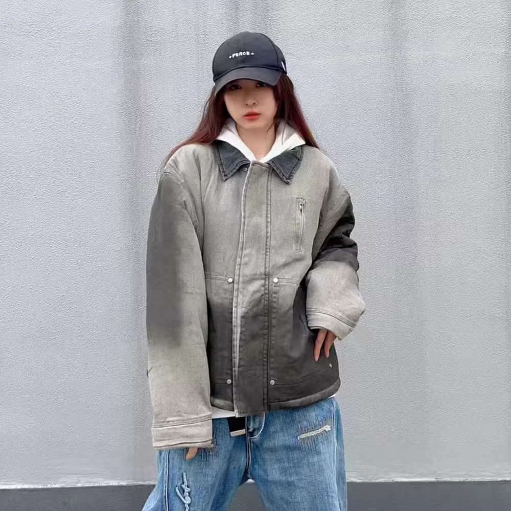 Gradient Lapel Embroidered Work Jacket – AokLok (Kclot)