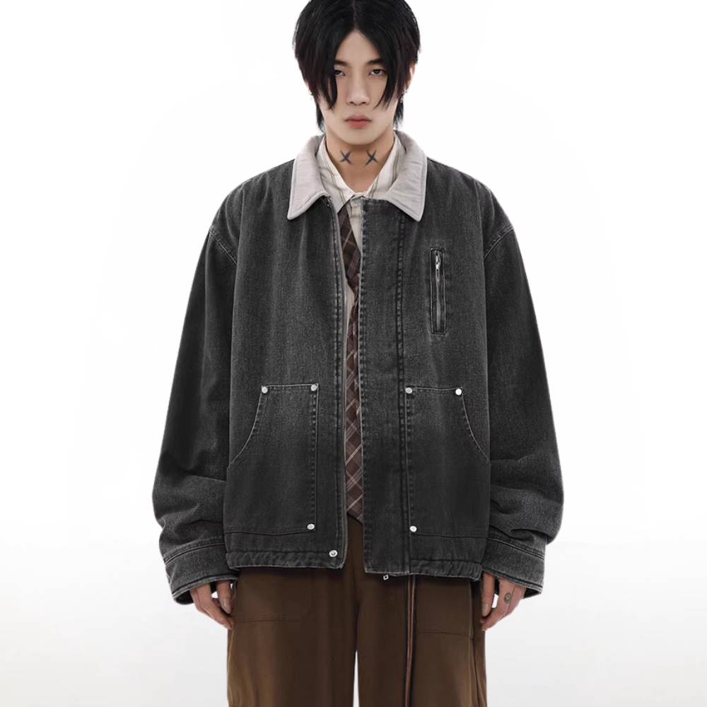 Gradient Lapel Embroidered Work Jacket – AokLok (Kclot)